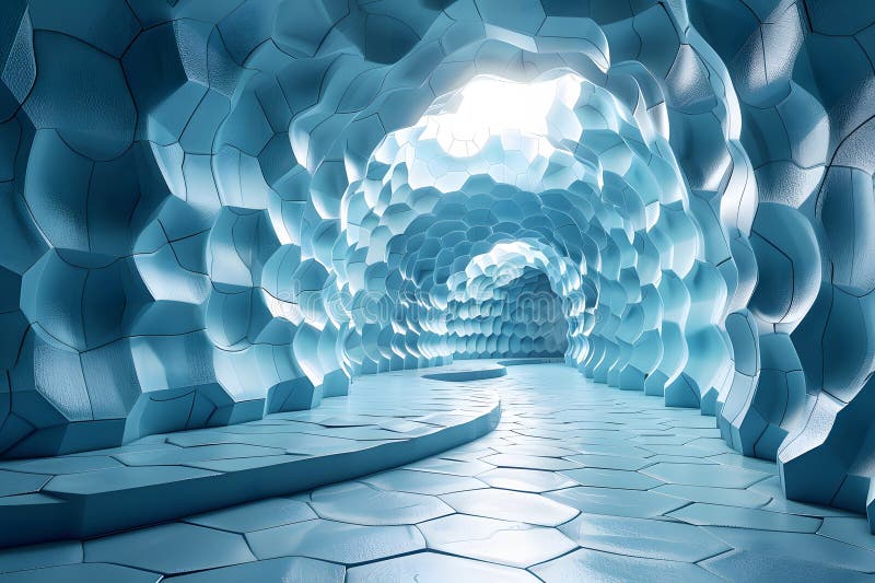 Futuristic Ice Cave Interior with Honeycomb Structure for Architectural ...