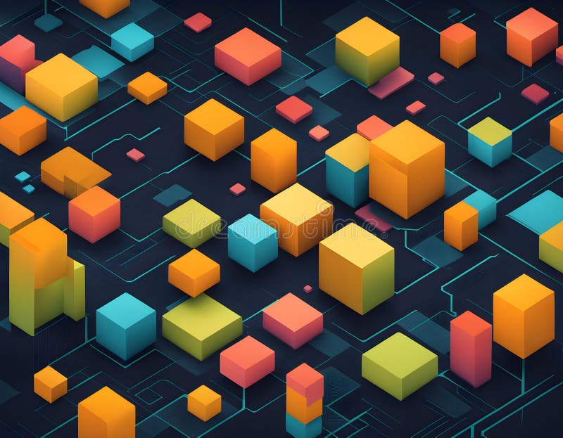 A Visually Striking, Isometric Composition of Vibrant, Modular Blocks ...