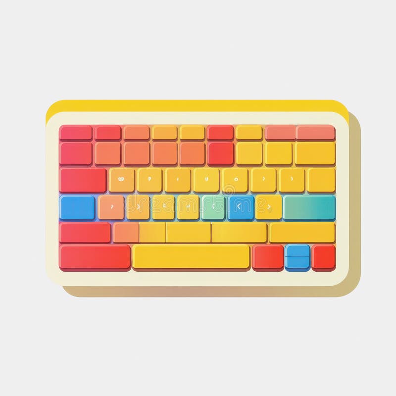 Colorful Gradient Keyboard with Vibrant Red, Orange, Yellow, and Blue ...