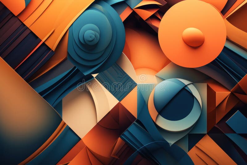Visually Striking Orange and Blue Geometric Abstract Background Stock ...