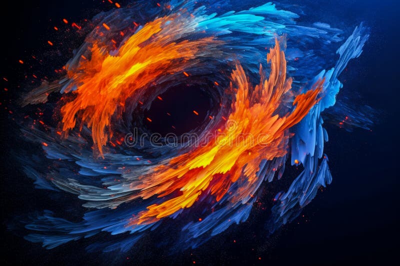 Abstract Fire and Water Painting on a Black Background. Generative AI ...