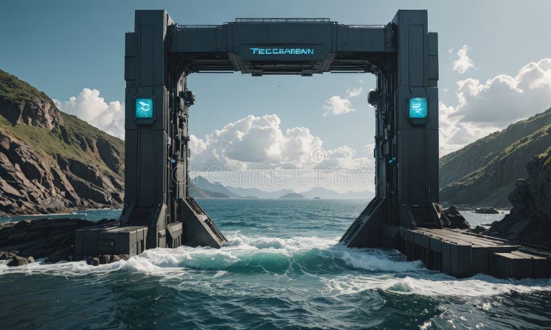 Large open gate stock illustration. Illustration of ocean - 330487822