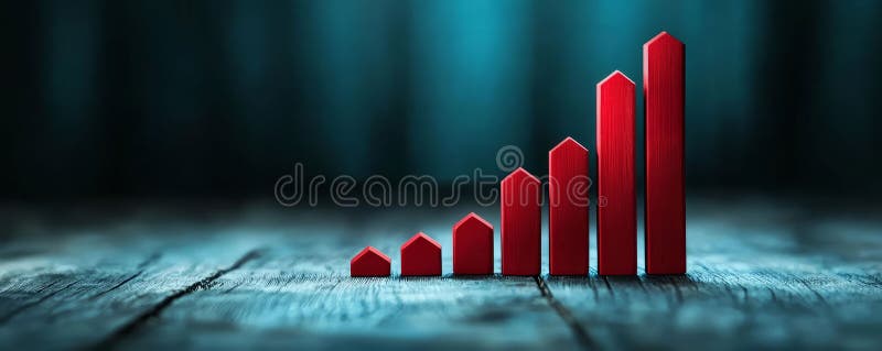 A Visually Striking Red Growth Chart on a Wooden Surface, Indicating ...