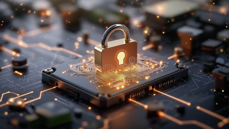 Eye-catching Cyber Security Presentation with Golden Padlock Image ...