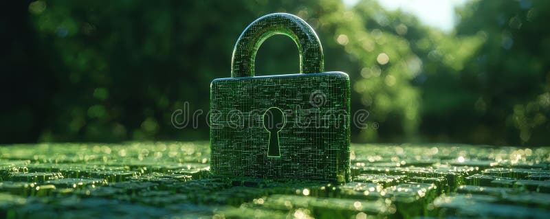Nature Meets Cybersecurity Close-up of a Transparent Lock for Digital ...