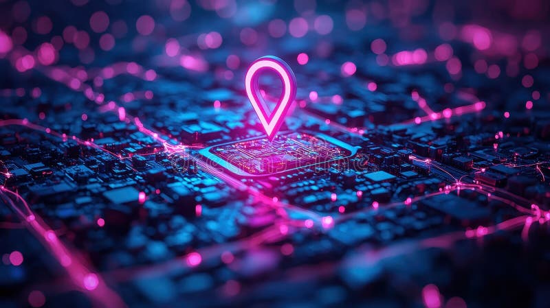 Exploring Urban Connectivity Futuristic City Map with Location Pin ...