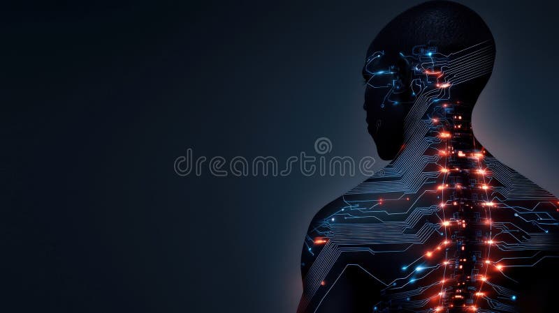 Technological Body Integration Futuristic Studio Digital Image Dark ...