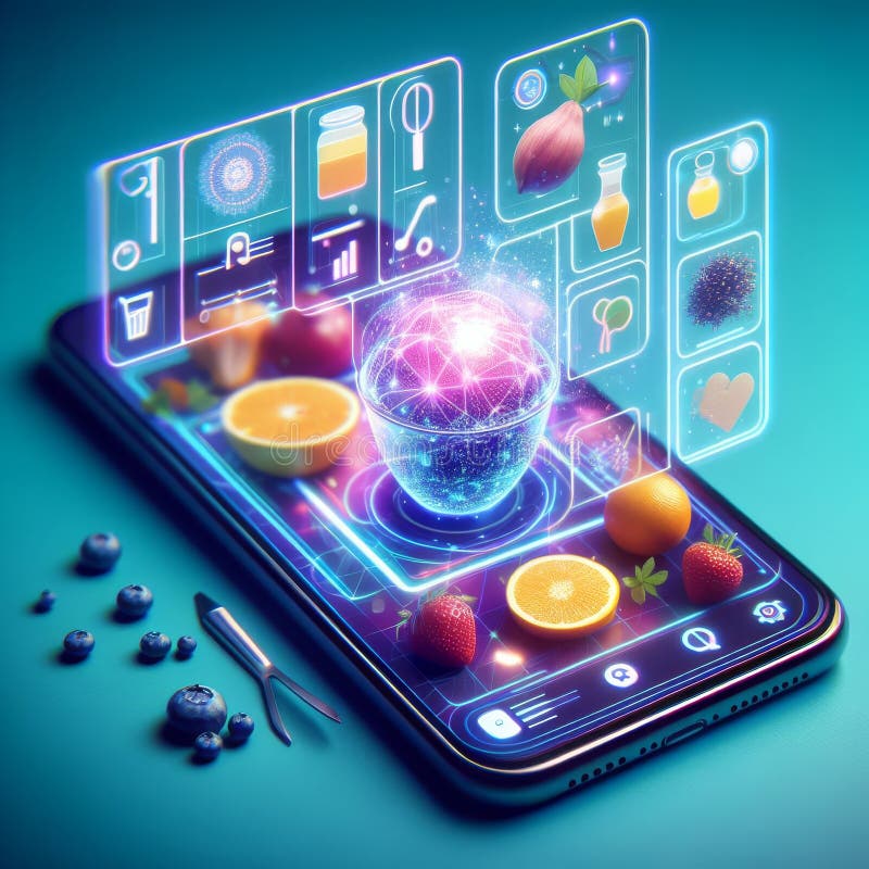 Interactive Nutrition App on a Smartphone Stock Image - Image of robot ...