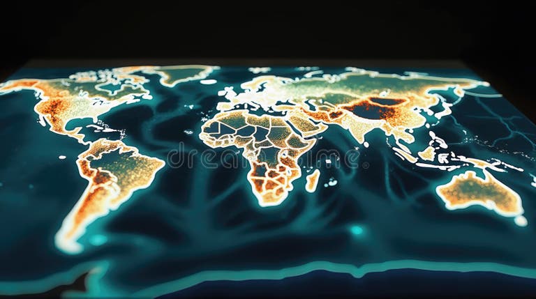 A Visually Striking Representation of the World Map Showcases Bright ...