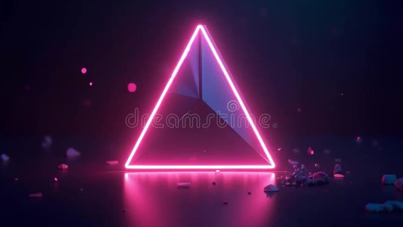 Abstract Neon Triangle Glowing with Vibrant Pink Light and Geometric ...
