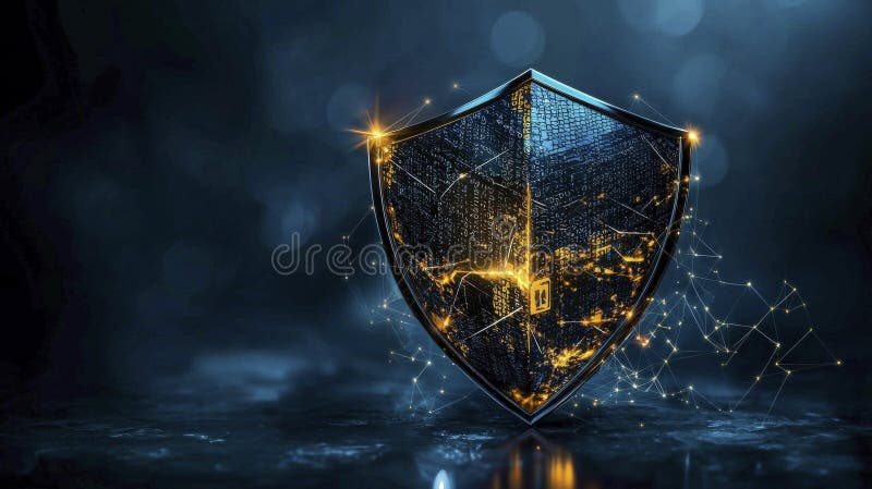Secure Data Protection Shield Icon Digital Environment Graphic Design ...