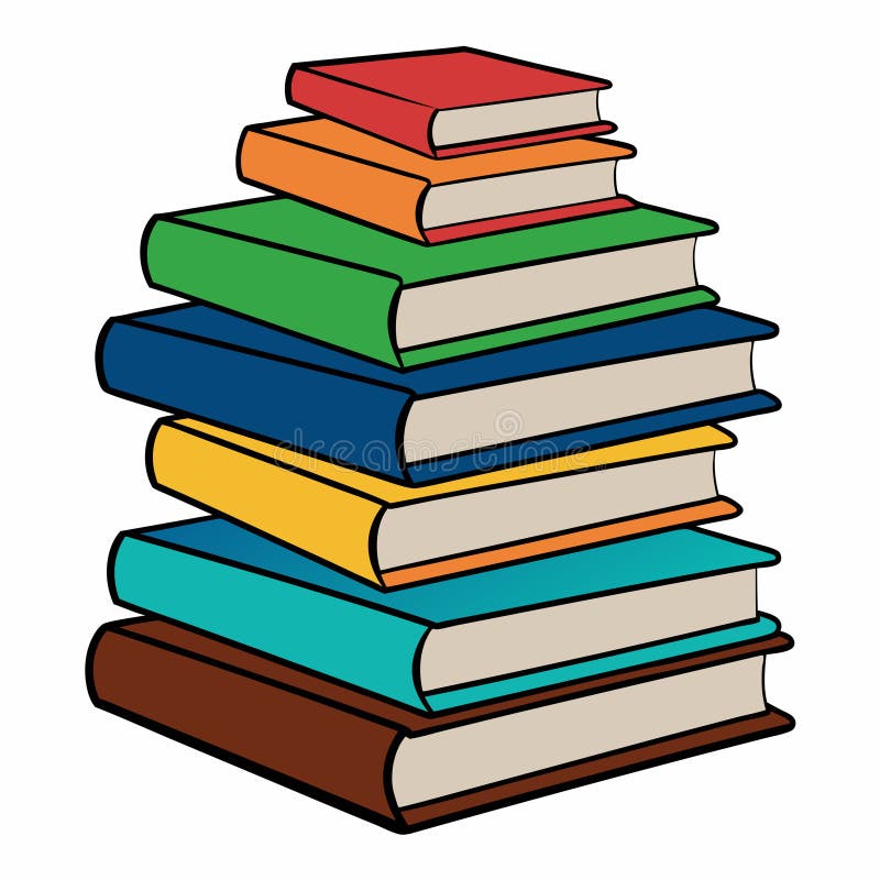 A Visually Striking Stack of Books. Stock Illustration - Illustration ...
