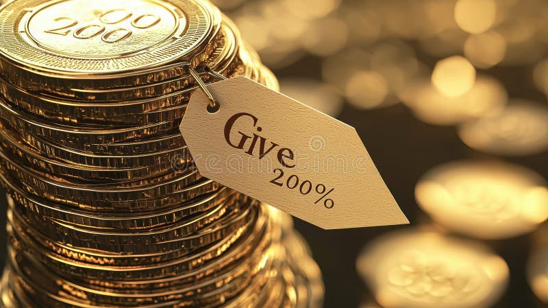 Stack of Gold Coins with Label Attached Stock Illustration ...