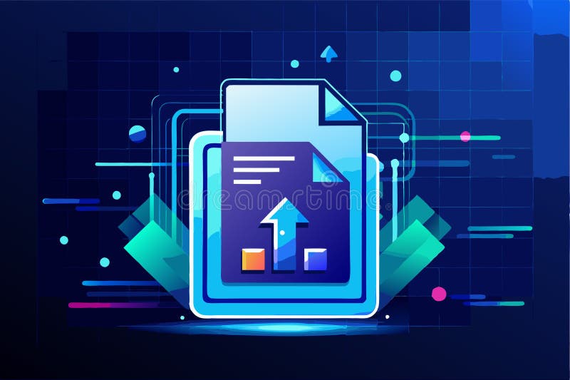 A Visually Striking Upload Files Icon is Set Against a Futuristic ...