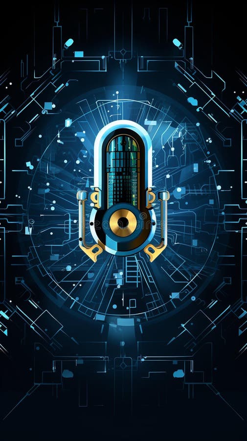 Secure Shield: Robotic Arm Protecting Digital Lock Icon Stock ...
