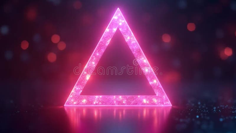 Vibrant Neon Triangle Glowing with a Sparkly Texture on a Dark Abstract ...