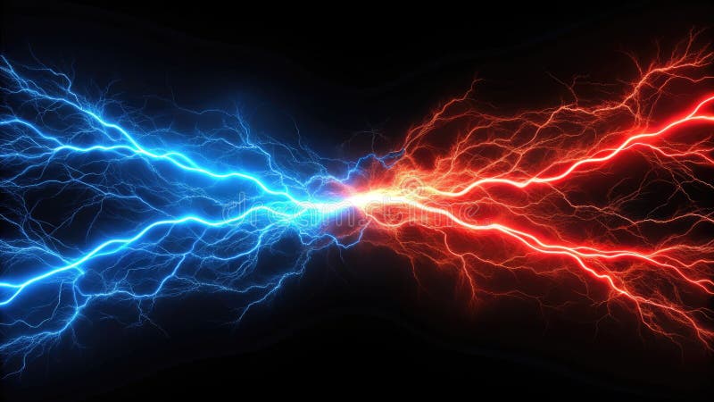 A Visually Stunning Clash of Electrifying Blue and Red Lightning a ...