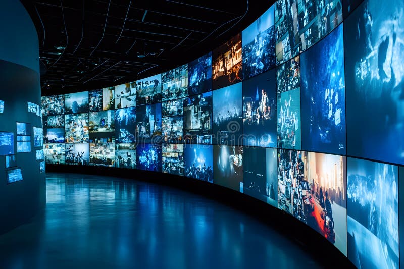 Impressive Curved Wall Display Showing Multiple Screens with Dynamic ...