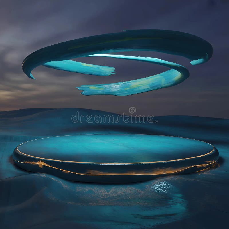 Floating Abstract Stage with Blue Spiral Design Stock Illustration ...