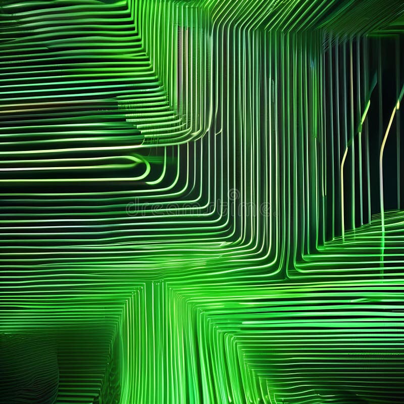A Visually Stunning 3D Render of Abstract Green Neon Lines Dancing ...