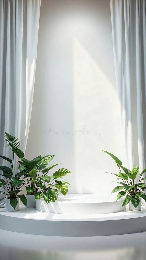 Visually Stunning Decorated White Podiam Stage with Geometrical 3D ...