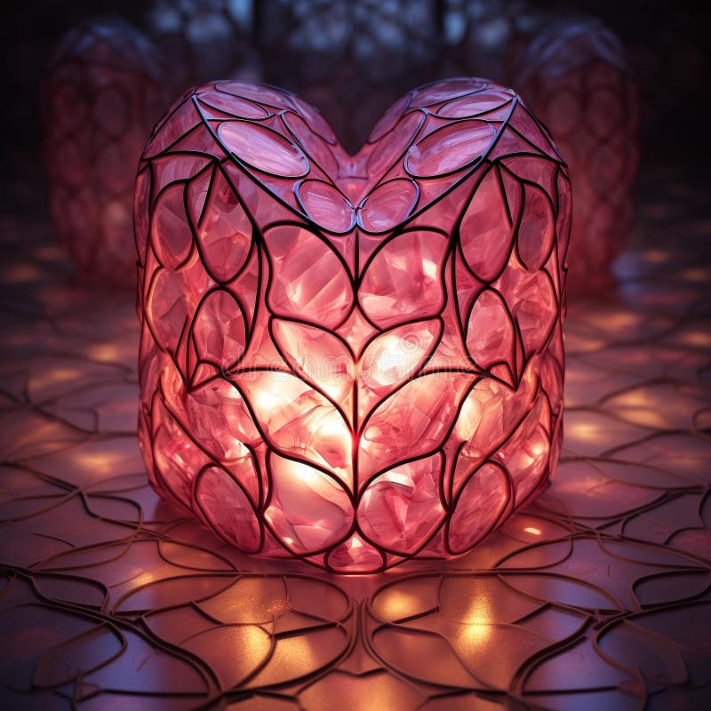 Eternal Love: Intricate Geometric Hearts in a Hexagonal Grid Stock ...