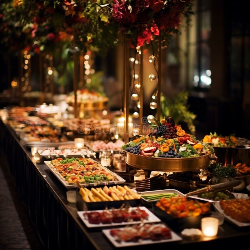Visually Stunning Dining Setup for Reception Buffet Stock Photo - Image ...