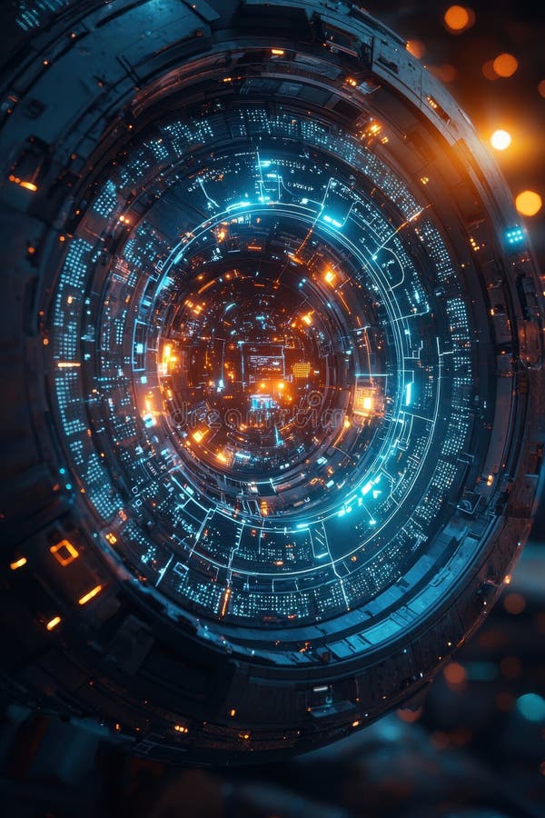 Futuristic High-Tech Circuitry Design with Metallic and Neon Elements ...