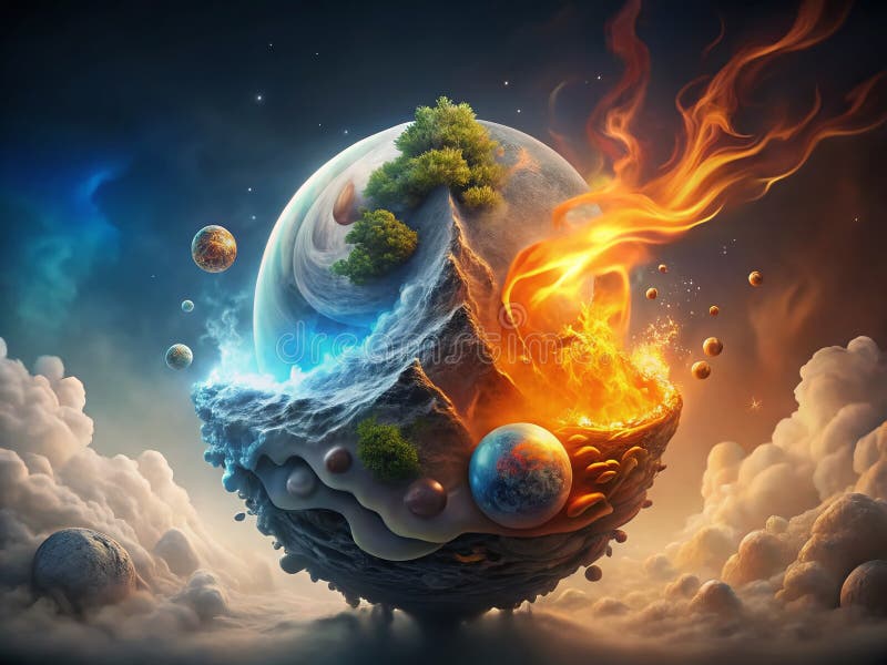 A Visually Stunning Exploration of Surreal Elemental Forces Air Water Fire and Earth in Abstract ...