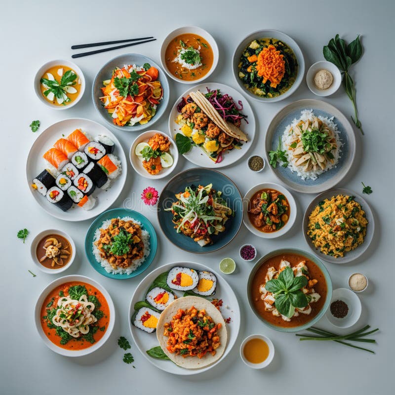 A Visually Stunning Image Depicting a Global Culinary Social Media ...