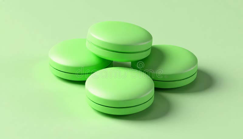 A Visually Stunning Image of Four Green Macarons Stacked on a Soft ...