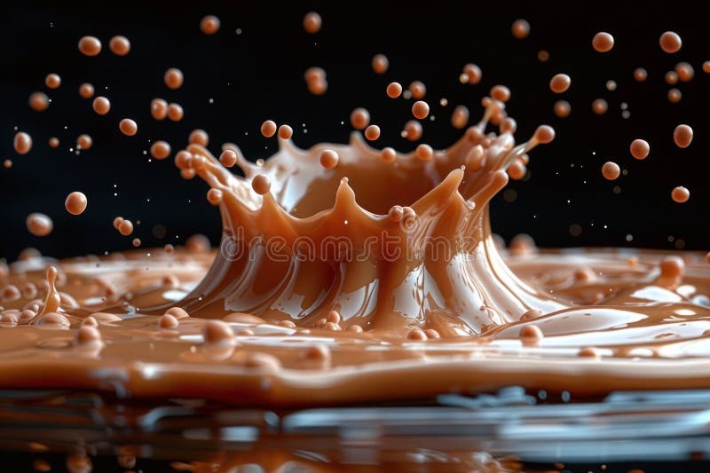 Caramel Milk Sauce Explosion with Chocolate and Toffee Candy Isolated ...