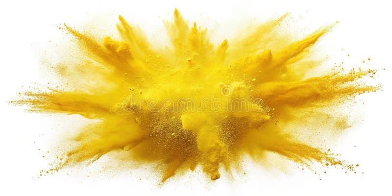 Dynamic Yellow Powder Explosion Graphic Element Isolated on White with ...