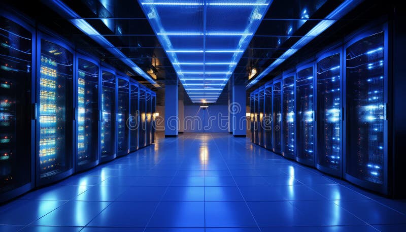 Visually Stunning Modern Data Center with State of the Art Server Racks ...