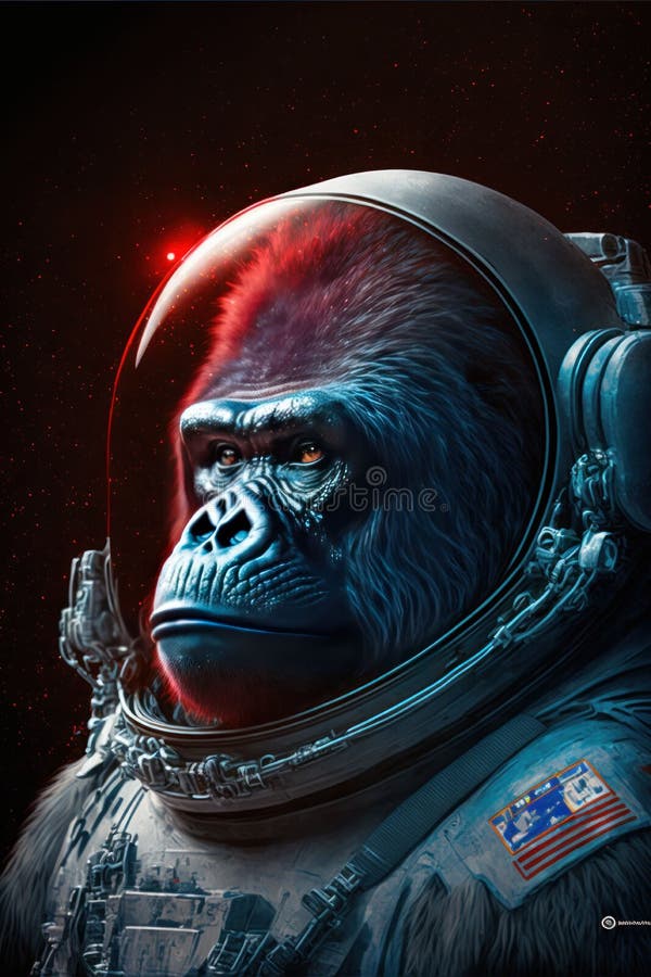 Futuristic Ape Astronaut Animal with High-Quality Detailed Features ...