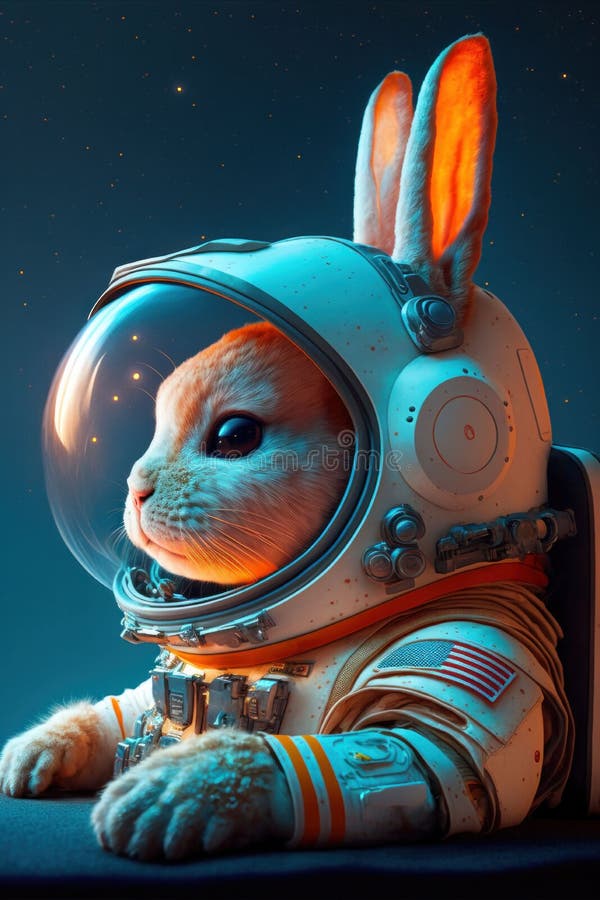 Futuristic Rabbit Astronaut Animal with High-Quality Detailed Features ...