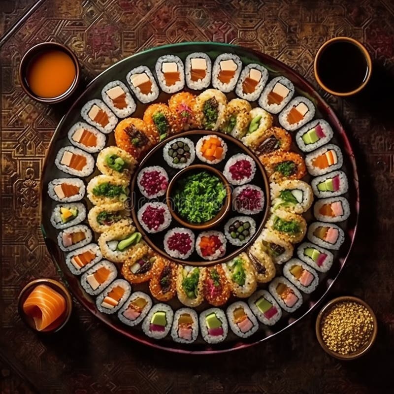 Artistic Sushi Delight stock illustration. Illustration of breakfast ...