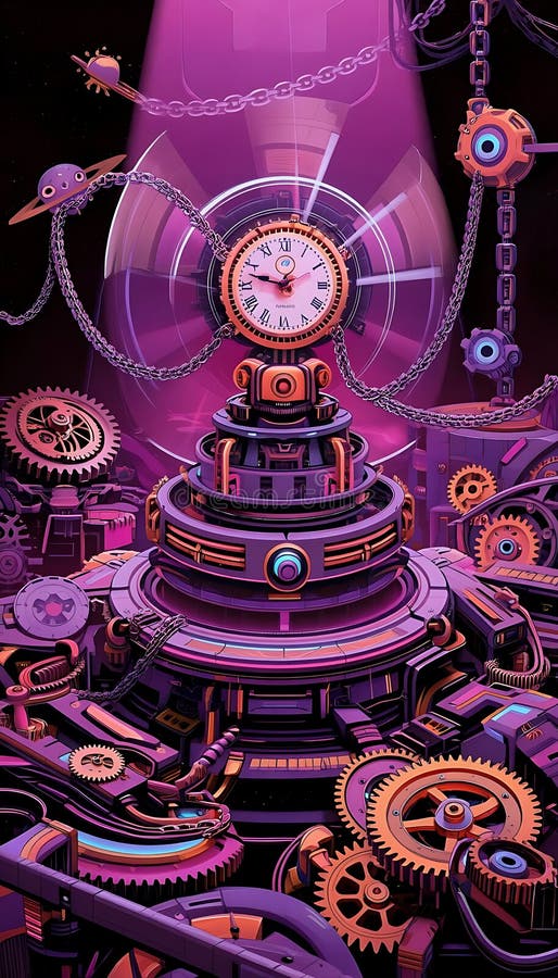 Intricate Steampunk Time Machine Illustration with Gears and Clockwork ...
