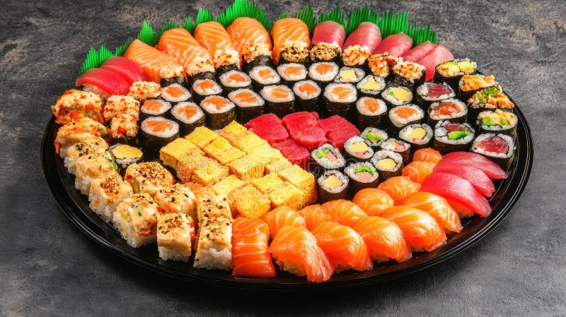 Ultimate Sushi Platter stock illustration. Illustration of platter - 368467402
