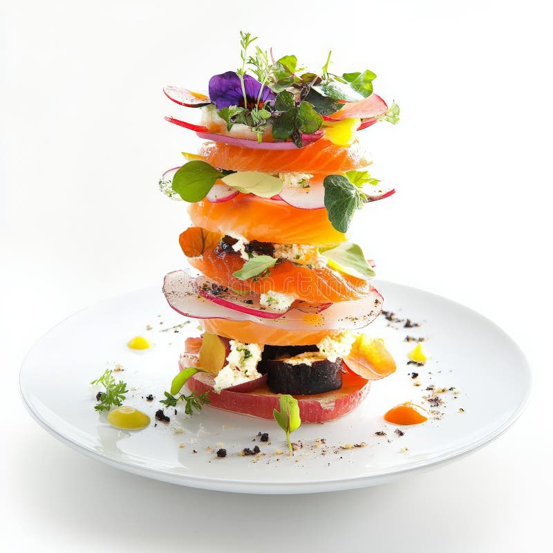 A Visually Stunning Tower of Ingredients, Stacked High with Contrasting ...