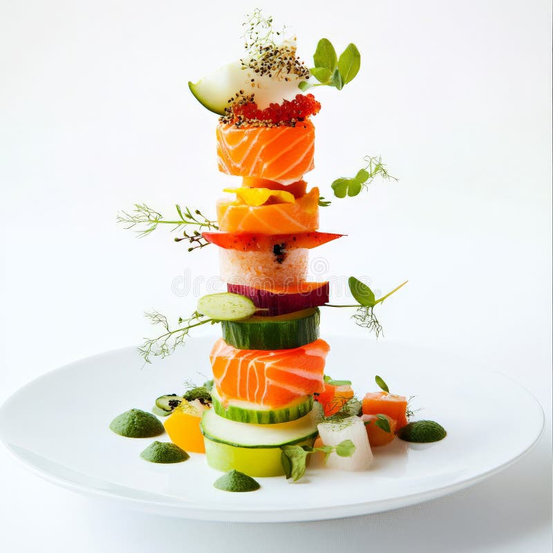A Visually Stunning Tower of Ingredients, Stacked High with Contrasting ...