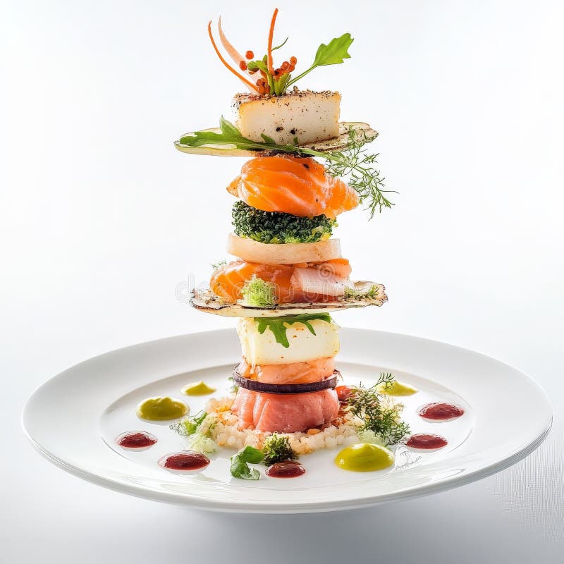 A Visually Stunning Tower of Ingredients, Stacked High with Contrasting ...