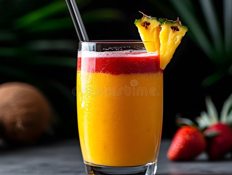 The Visuals Capture a Vivid Tropical Cocktail, Highlighting Its Vibrant ...