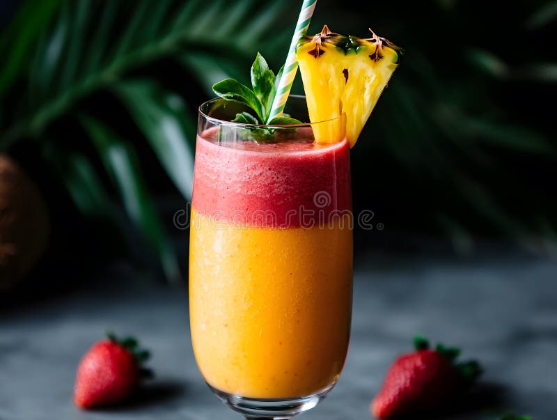 The Visuals Capture a Vivid Tropical Cocktail, Highlighting Its Vibrant ...