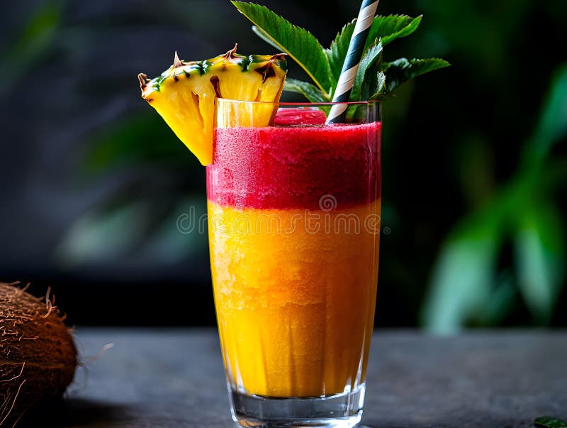 The Visuals Capture a Vivid Tropical Cocktail, Highlighting Its Vibrant ...