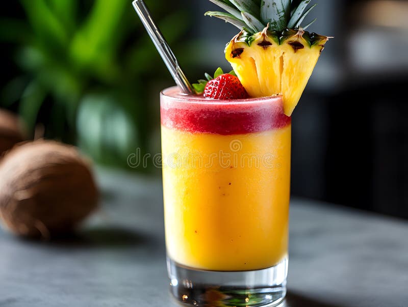 The Visuals Capture a Vivid Tropical Cocktail, Highlighting Its Vibrant ...