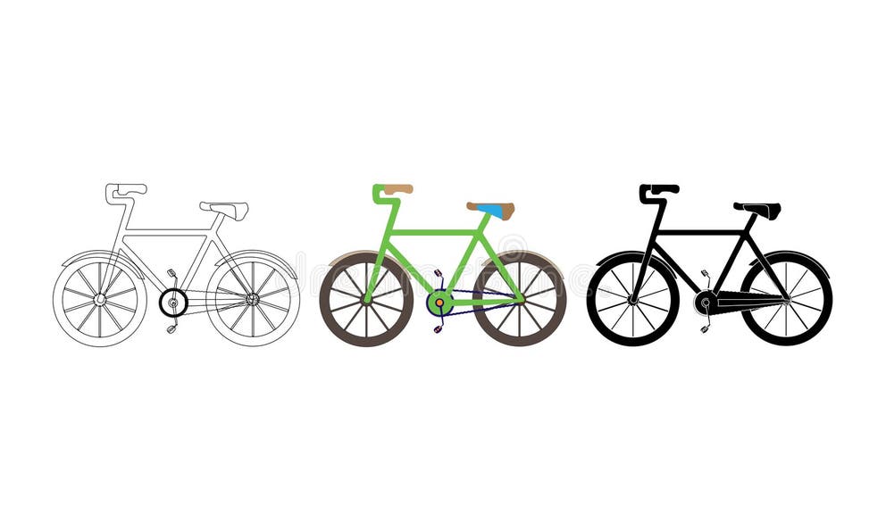 Illustration of Three Bicycle Designs Depicting Stages in Graphic ...