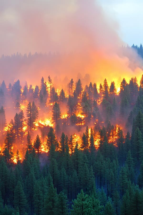 Visuals of Forest Fire Prevention Efforts in Action during a Wildfire Event Stock Photo - Image ...