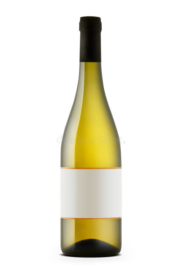 Flaska För Vitt Vin Med Den Tomma Etiketten Som Isoleras På Vit ...