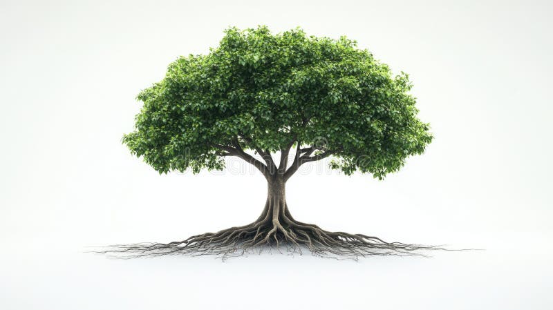 Vital Roots: a Bountiful Tree Growing from the Ground Stock Photo ...